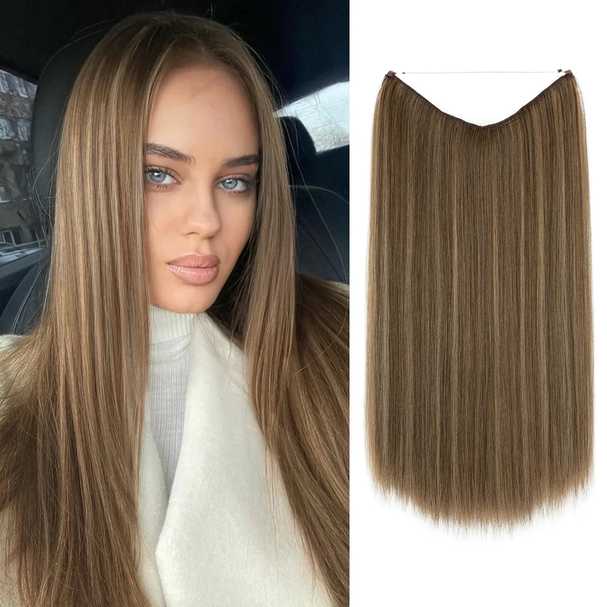 Sandy Brunette 14 Inch Straight Halo Hair Extensions | Thathair