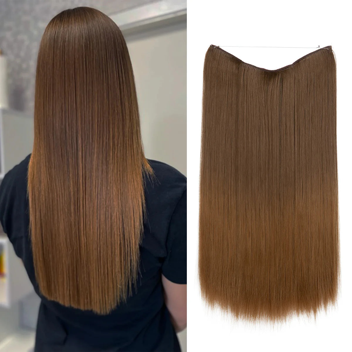 Brown to Golden Straight Halo Hair Extensions | Thathair