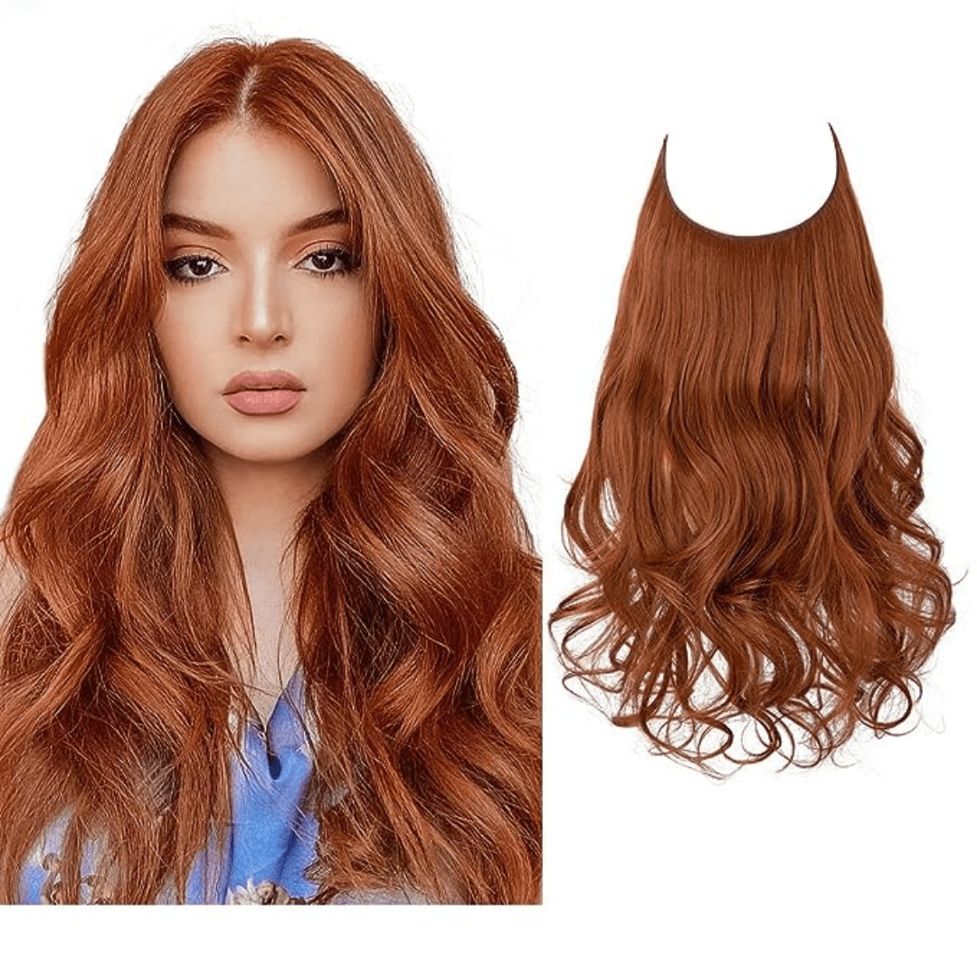 Copper Red Wavy Halo Hair Extensions | Thathair