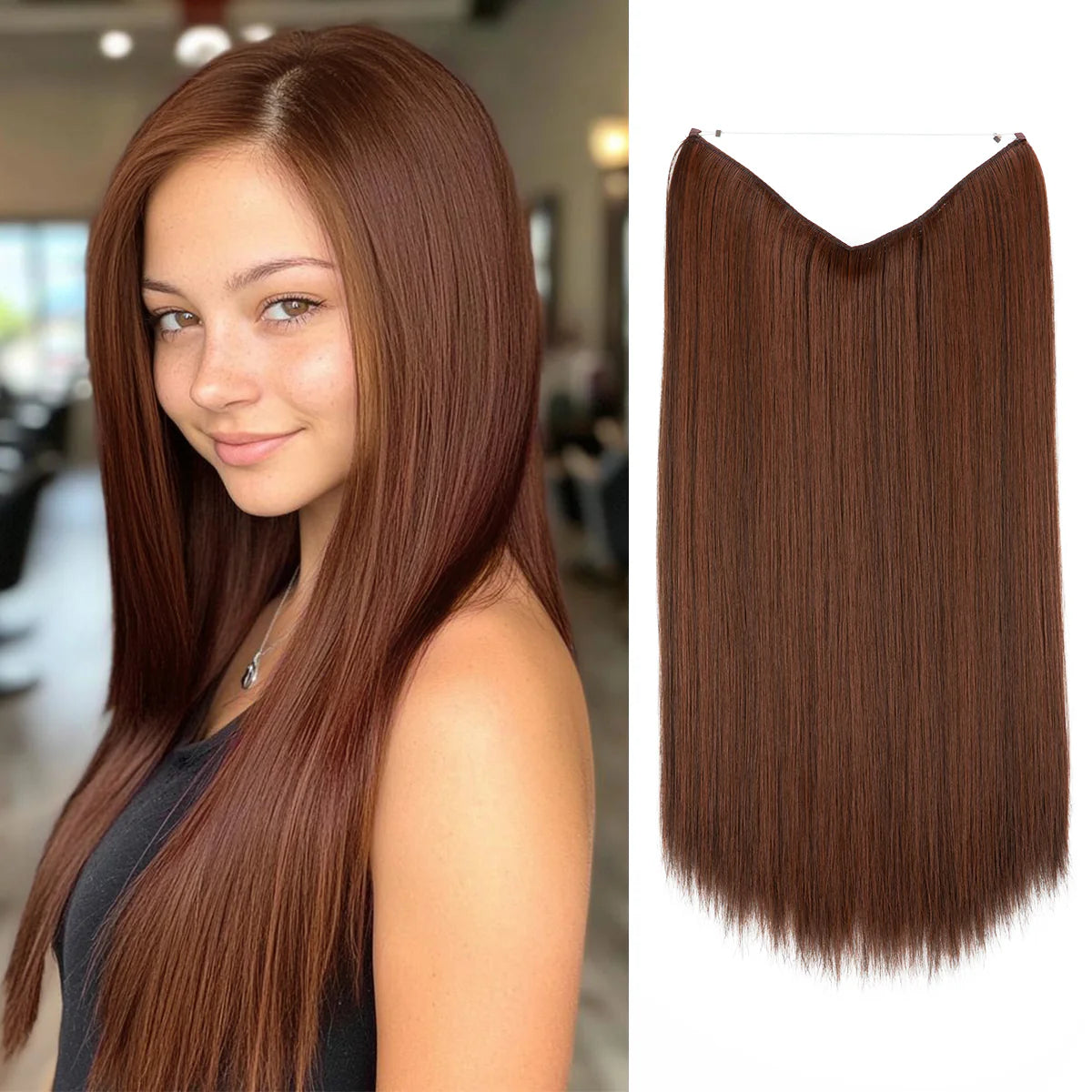 Red Vino 22 Inch Straight Halo Hair Extensions | Thathair