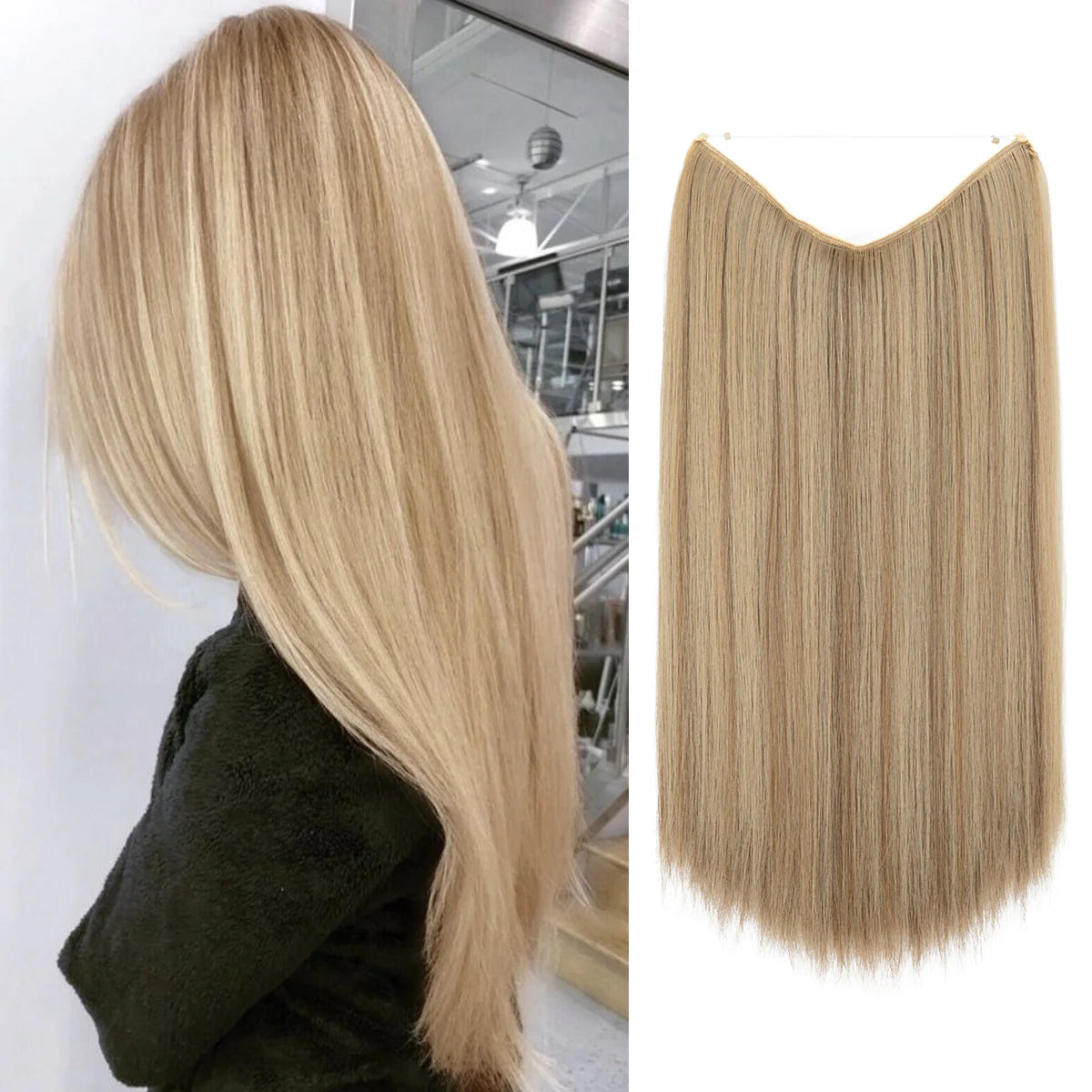 Sand 22 Inch Straight Halo Hair Extensions | Thathair