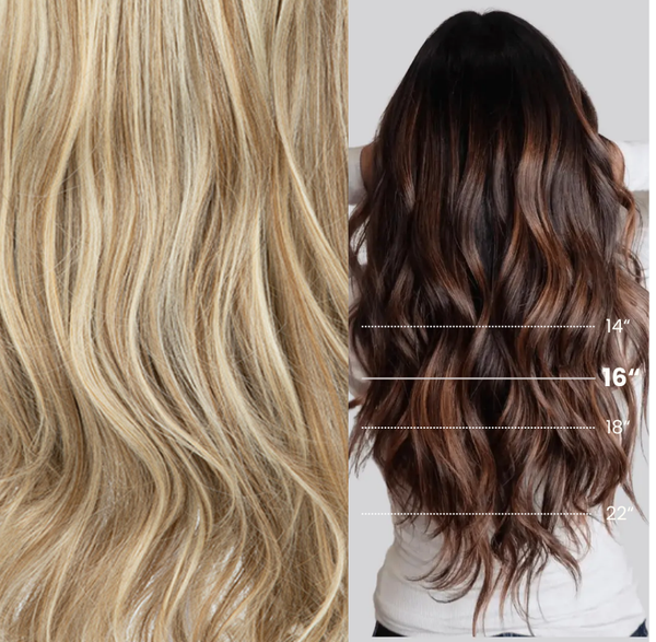 Bahama Beige 16 Inch Wavy Halo Hair Extensions | Thathair
