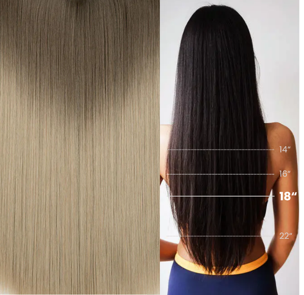 Brown to Ash Blonde 18 Inch Straight Halo Hair | Thathair